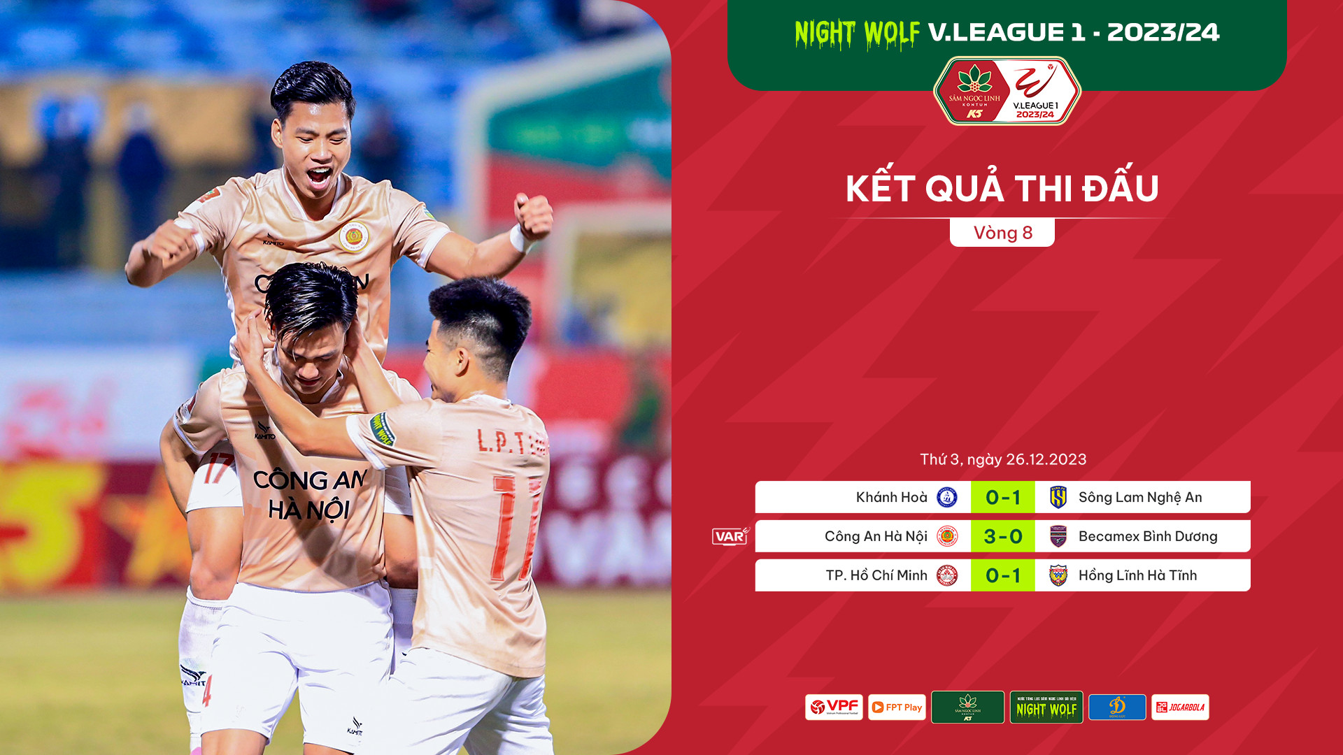 Vòng 8 Giải Night Wolf V.League 1 – 2023/24: CLB Công An Hà Nội trở lại đường đua | VPF